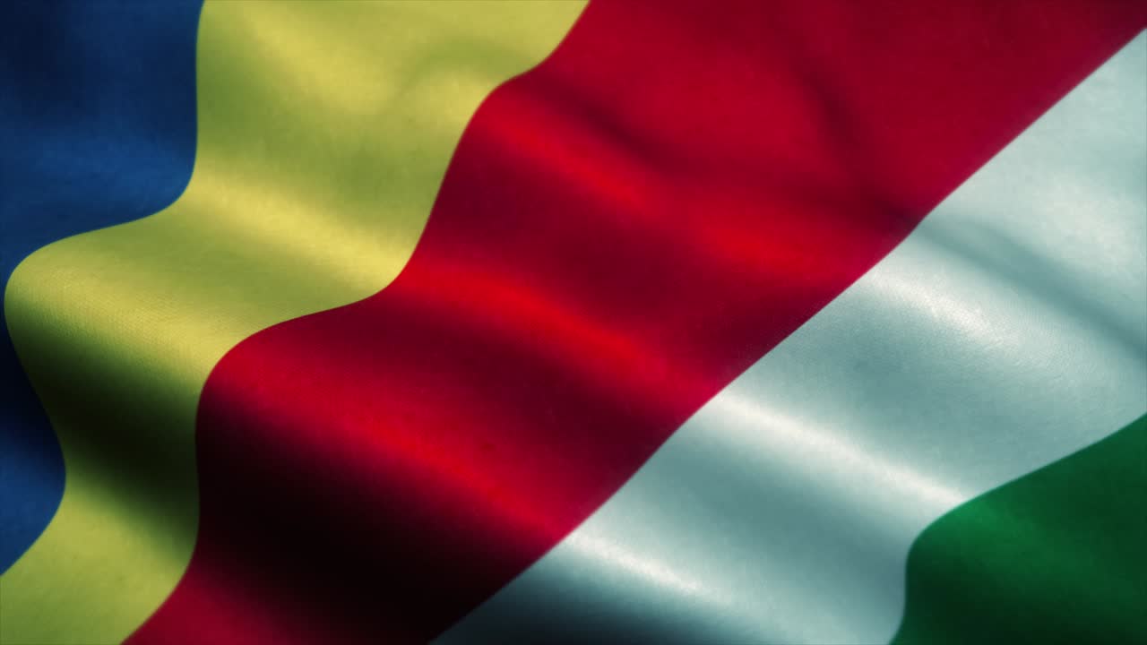 Seychelles flag waving in the wind. National flag of Seychelles. Sign ...