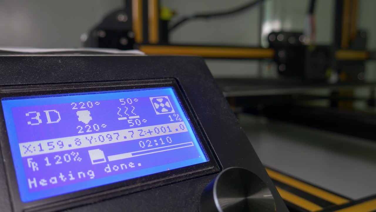 3D Printer Blue LCD Screen Printing Data Black FIlament Free Stock ...