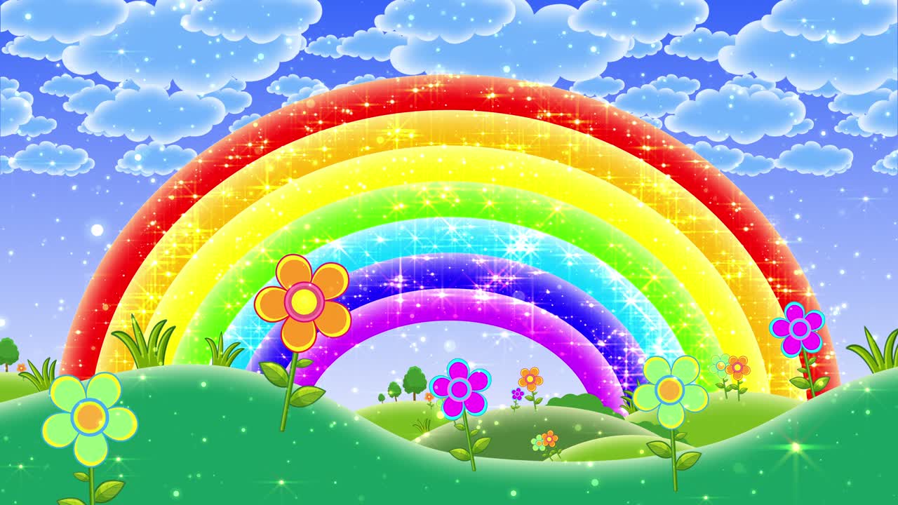 4k cartoon rainbow. looped background | Premium Stock Video Footage