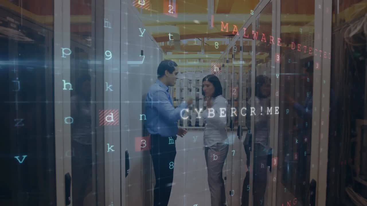 Premium stock video - Man and woman arguing in a server room while ...