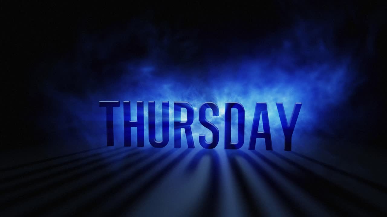 Premium stock video - Thursday day of the week 3d text with a flash of ...