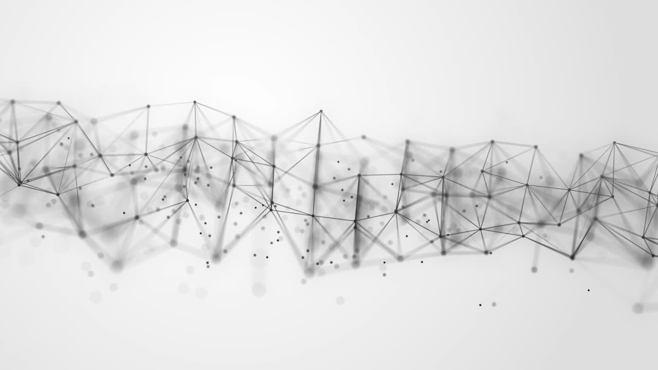 Abstract plexus digital black white color wave triangulation shapes on digital blue color wave ...