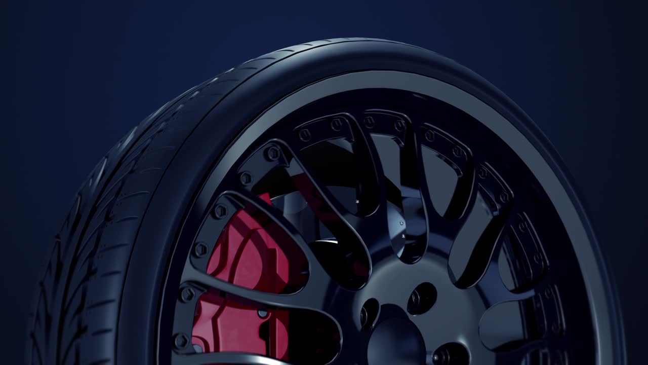 Sport car wheel rotating slowly | Premium Stock Video Footage
