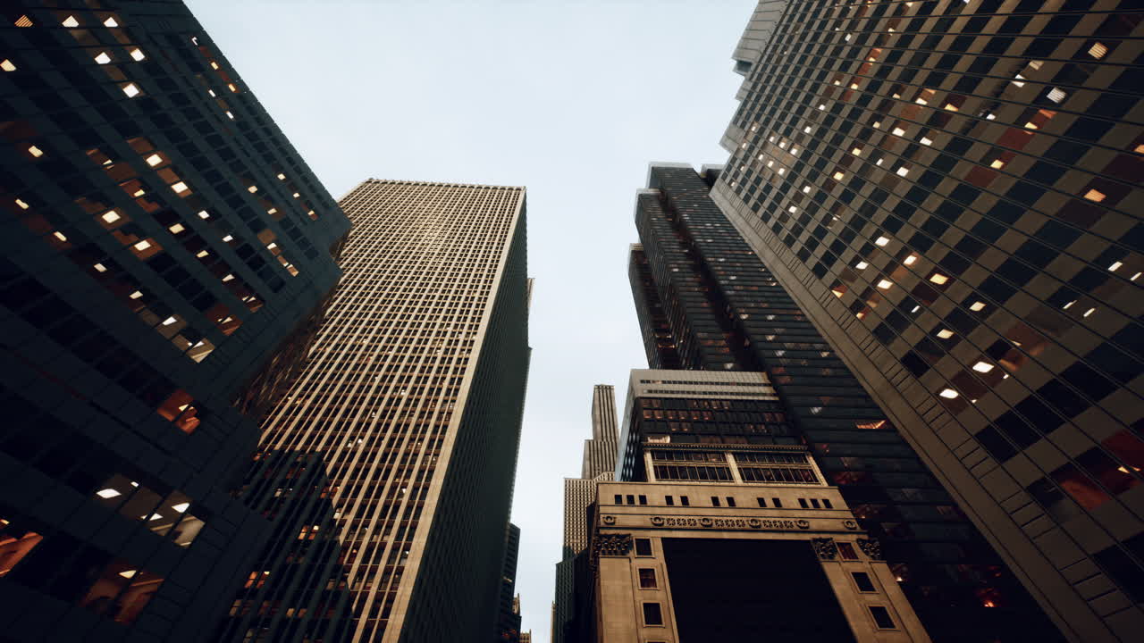 Free stock video - View looking up at high rise buildings