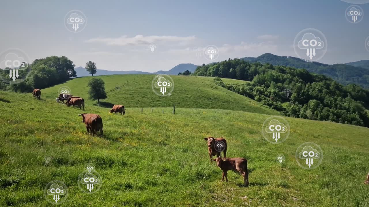 Premium stock video - Greenhouse gases and co2 emitted by cows