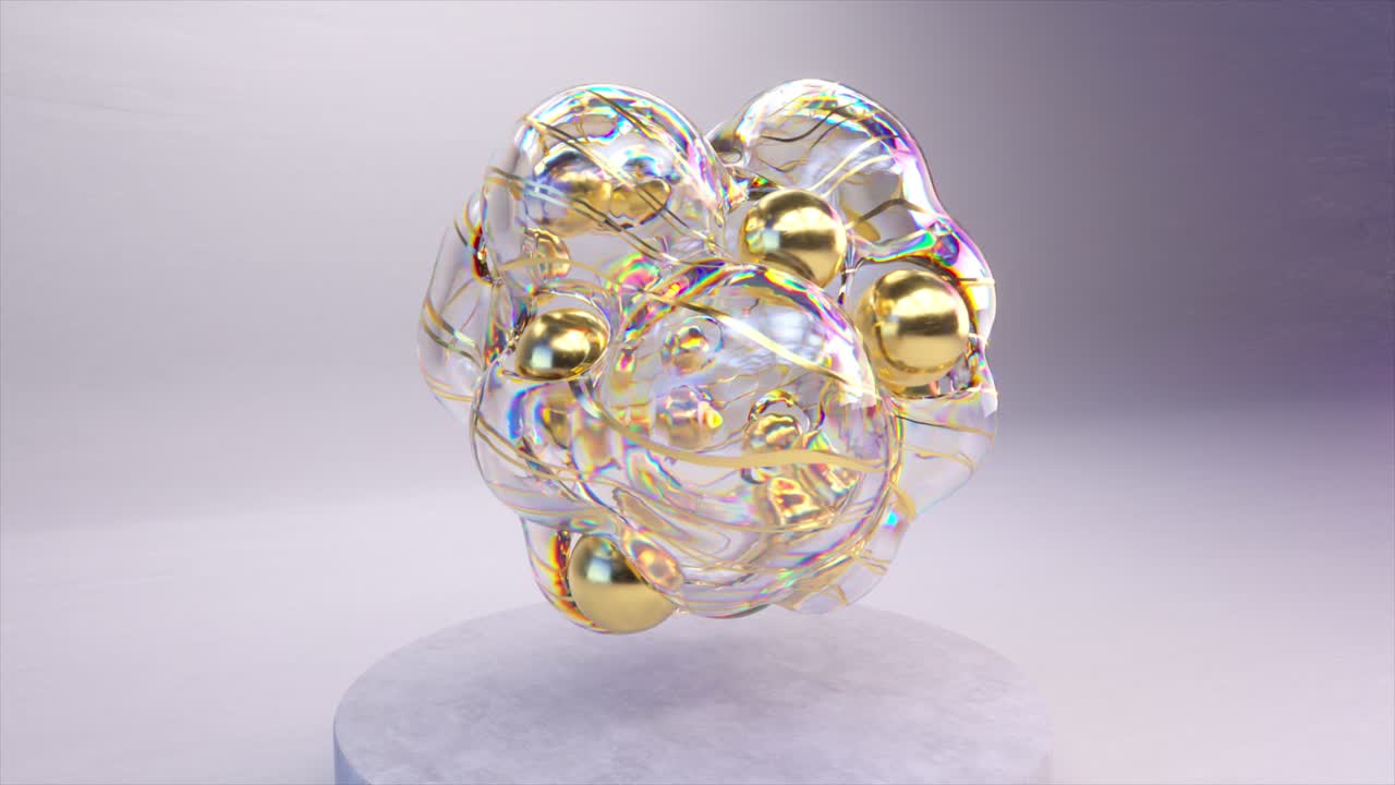 Free stock video - Abstract translucent bubble cluster with golden ...
