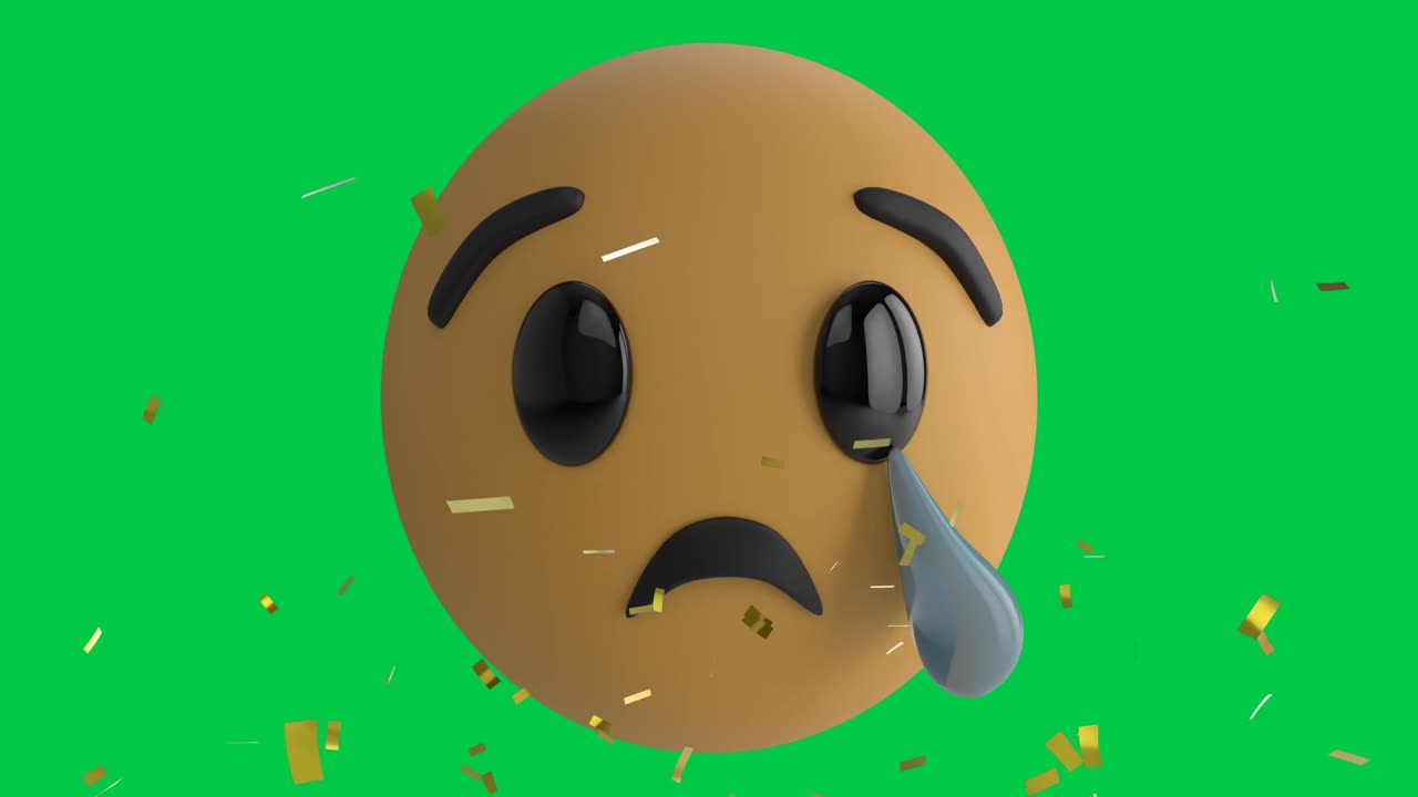 Premium stock video - Animation of confetti falling over crying emoji ...