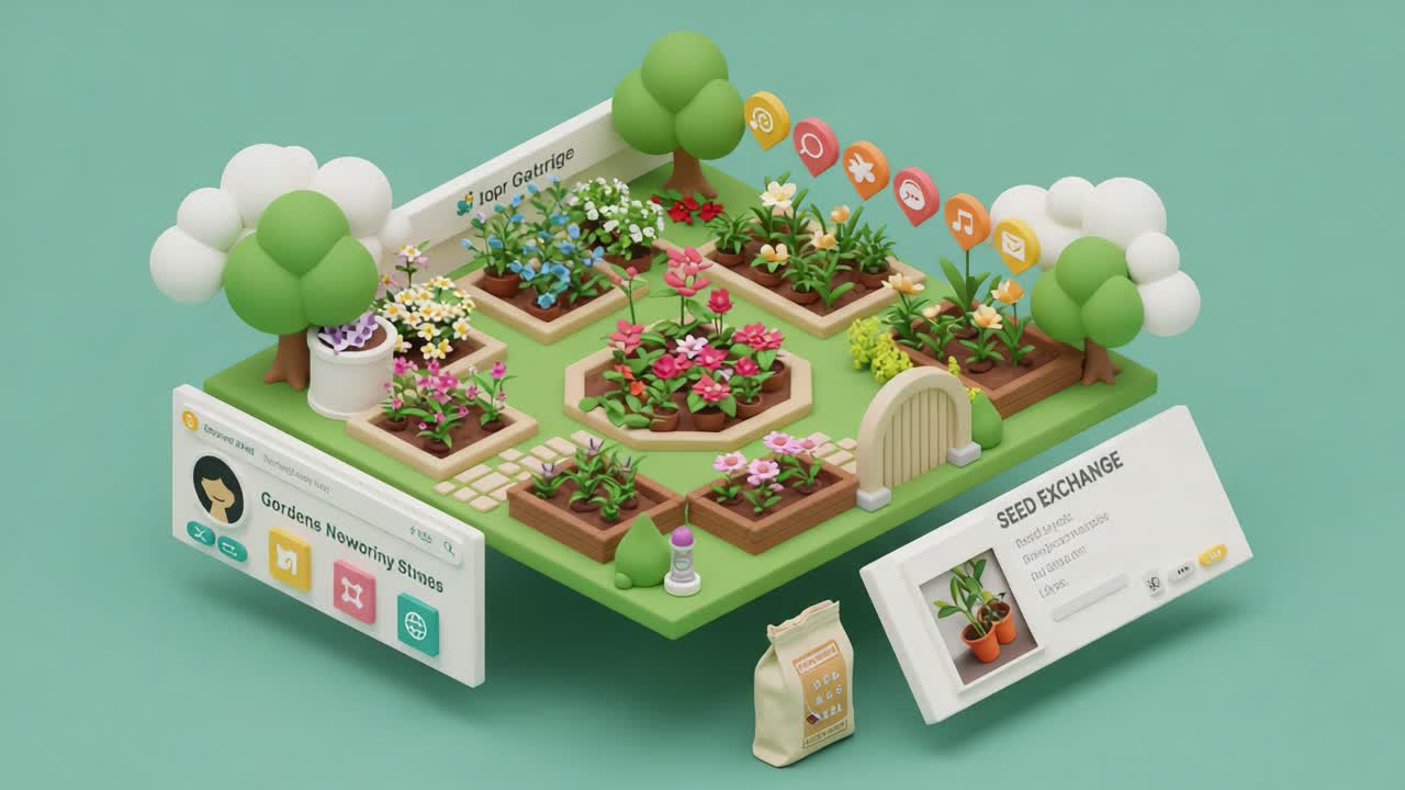 A Colorful Virtual Garden Showcase Featuring a Seed Exchange, Beautiful ...