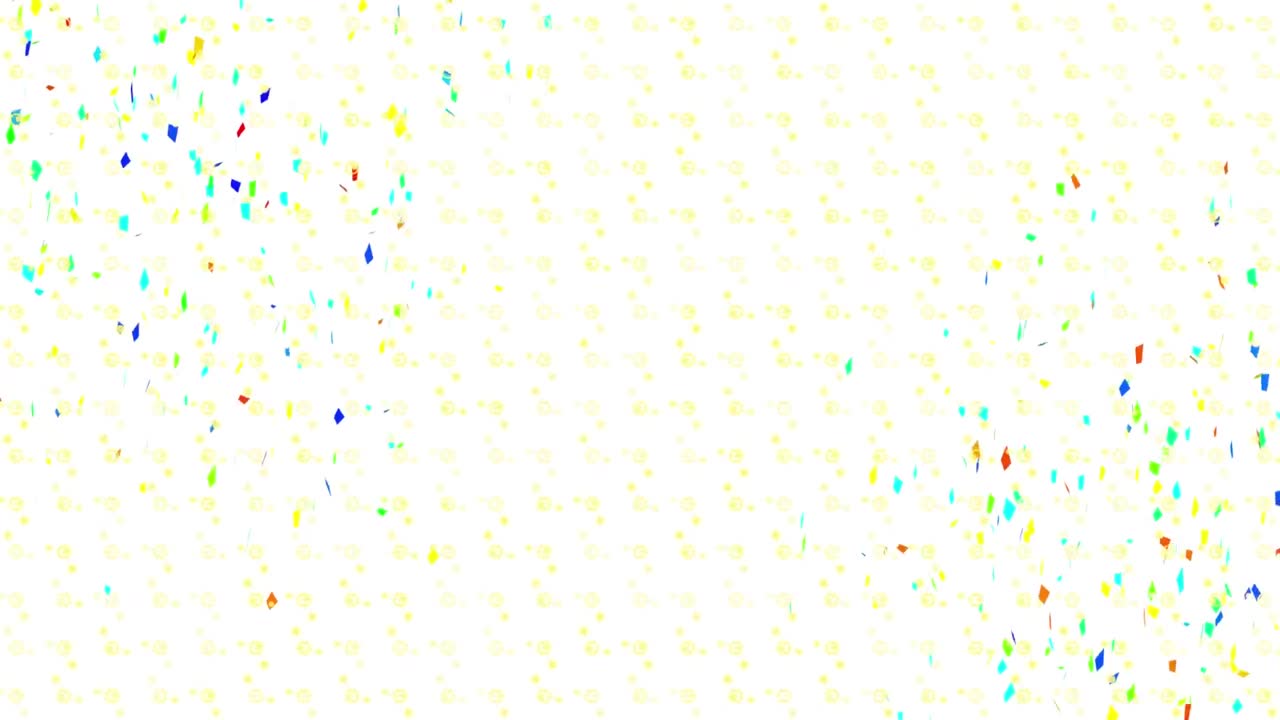 Premium stock video - Animation of pattern with yellow shapes and confetti