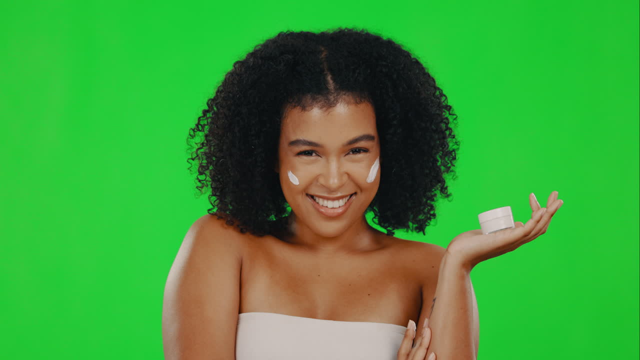 Premium stock video - Skincare, green screen and face of woman