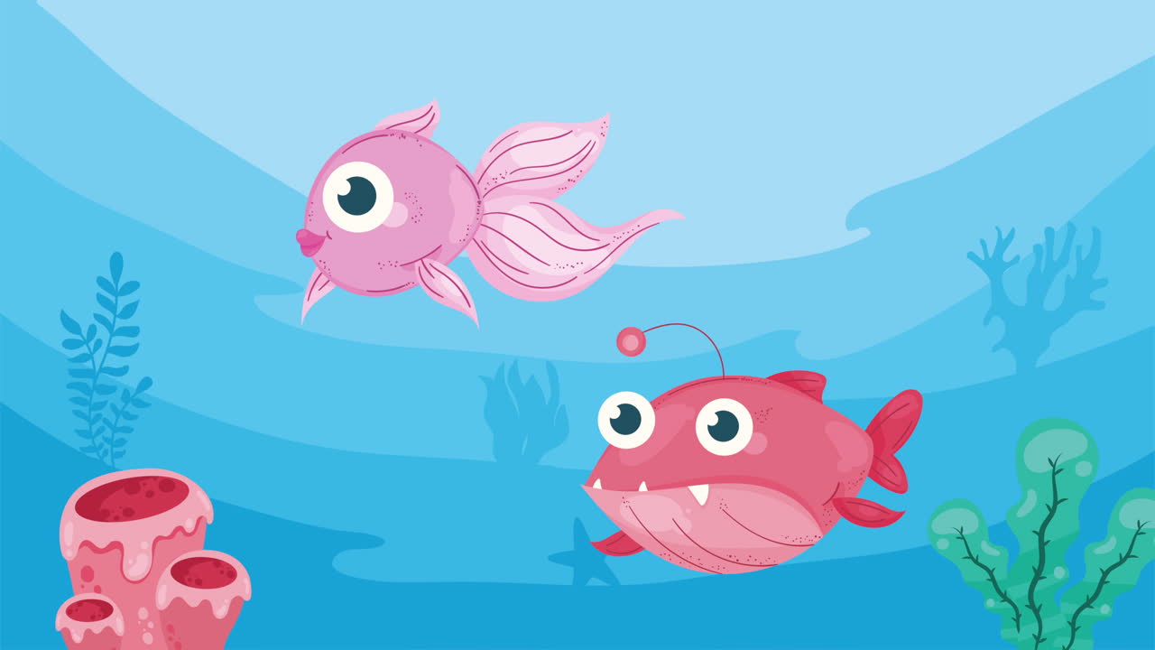 Cute ballerina fish sealife animation | Premium Stock Video Footage