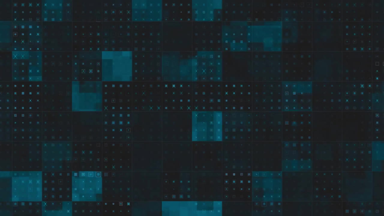 Premium stock video - Animation of digital data processing over flickering squares