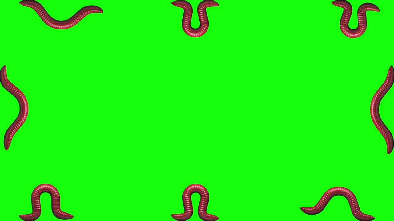 Worms on green, looping 3D animation | Premium Stock Video Footage